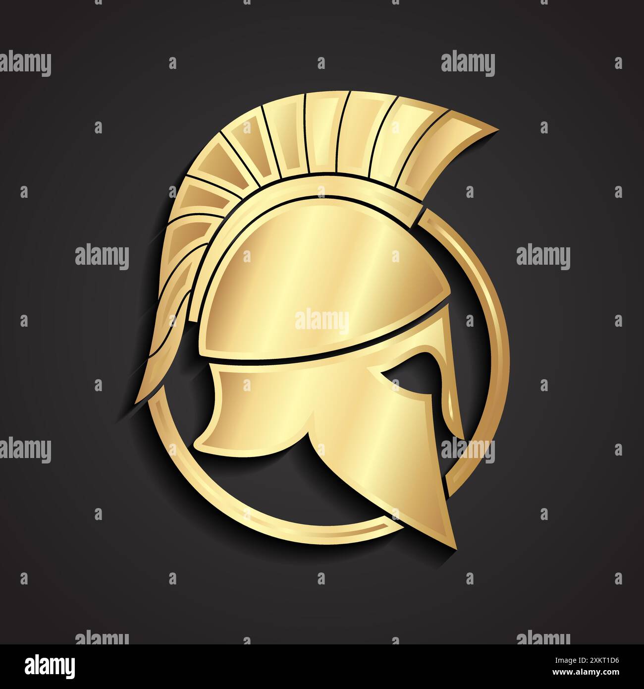 3d spartan helmet gold symbol Stock Vector Image & Art - Alamy