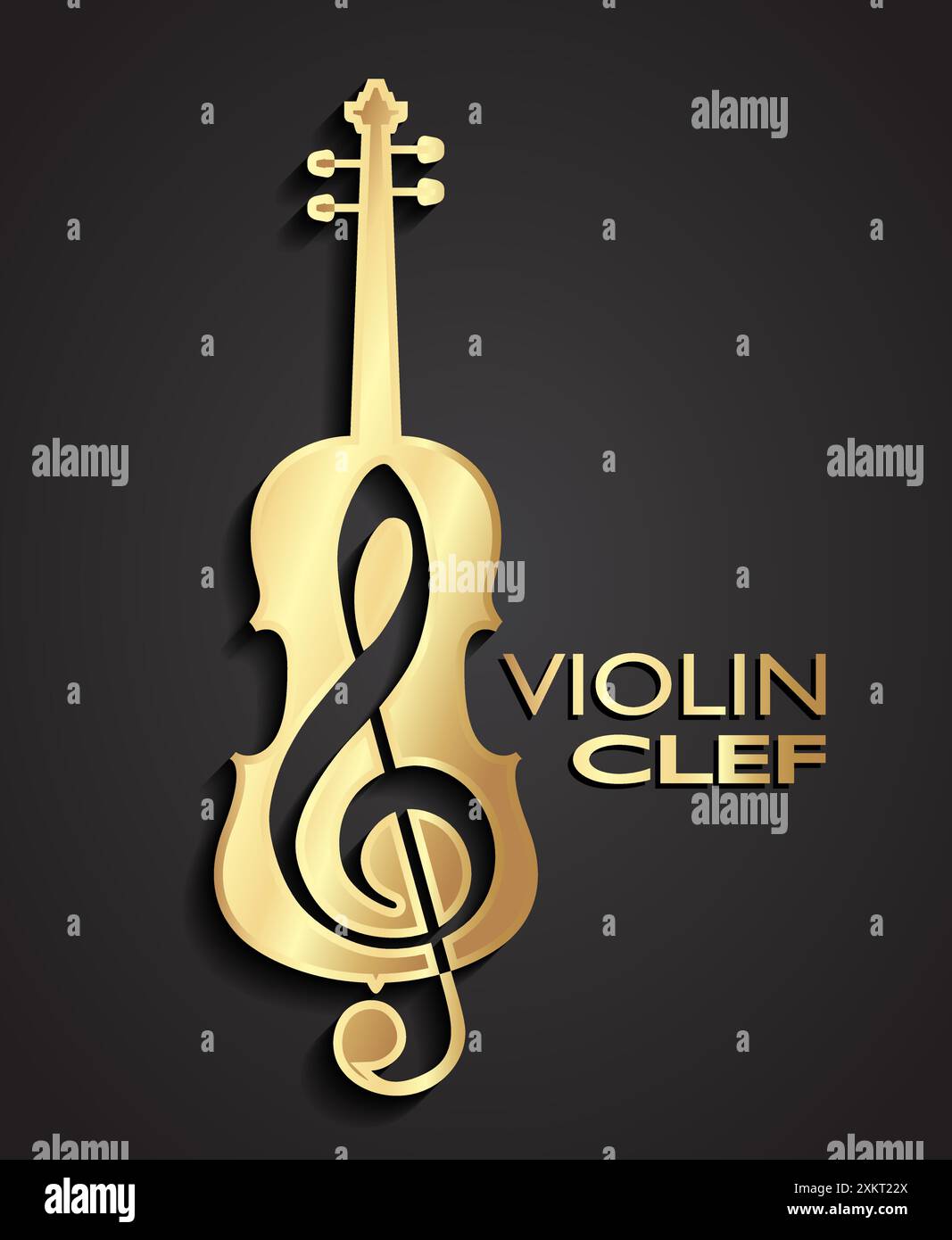 3d golden music theme symbol violin clef logo Stock Vector Image & Art ...