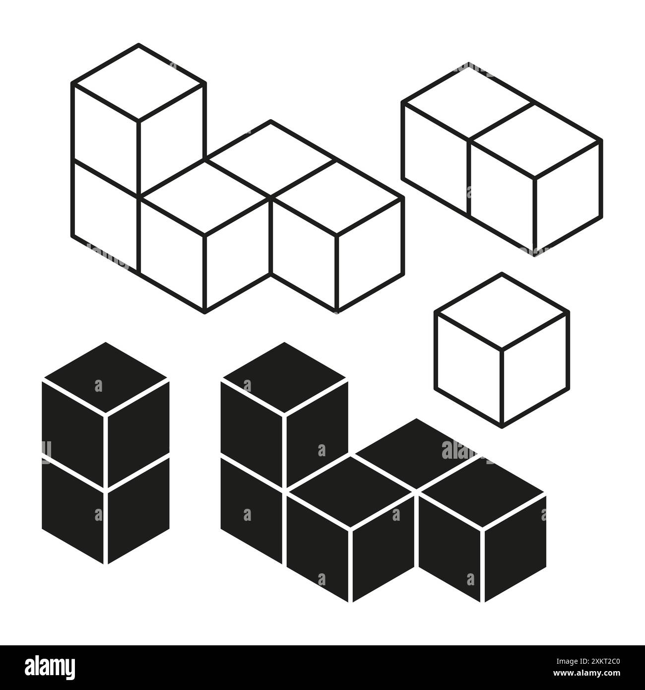 3d Cube Vector Set Isometric Black And White Blocks Geometric Shapes Collection Abstract