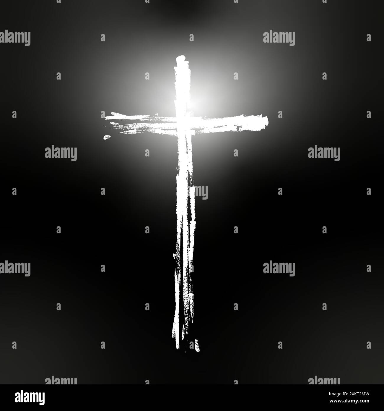 White cross symbol. Grunge style. Black background. Vector illustration ...