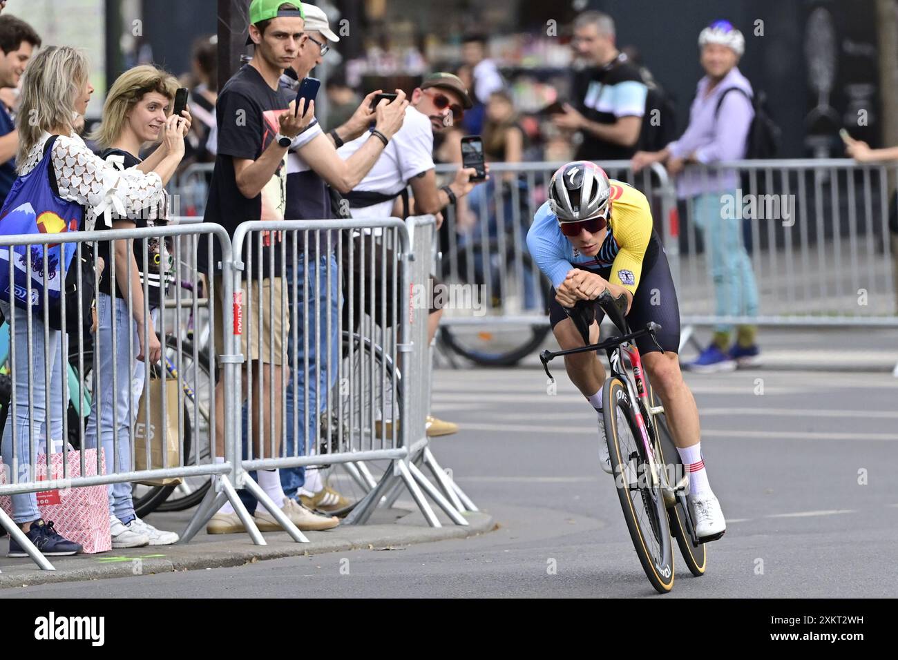 Paris, France. 24th July, 2024. Belgian cyclist Remco Evenepoel ...