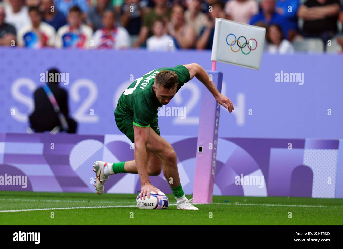 Ireland's Terry Kennedy scores a try against South Africa during the ...