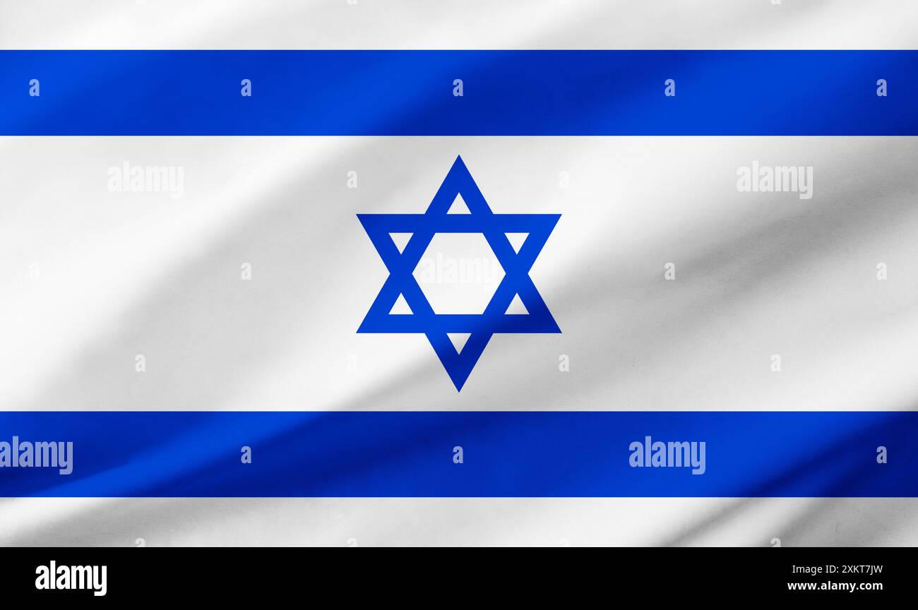 Background detail of Israel flag occupying the entire frame with waving ...