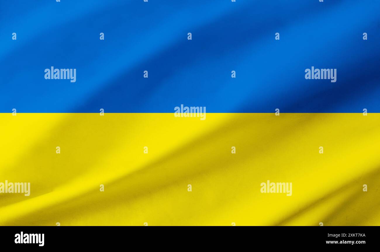 Background detail of Ukraine flag occupying the entire frame with ...