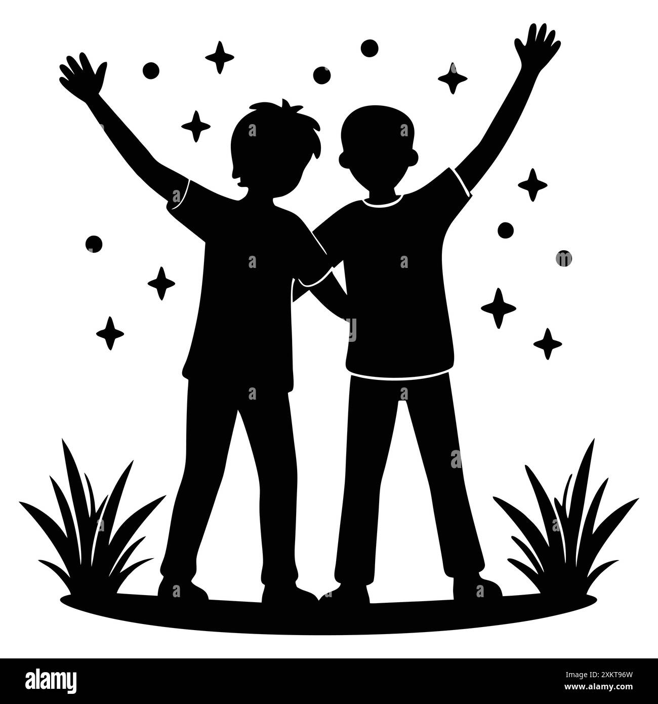 Friendship day silhouette white background Stock Vector Image & Art - Alamy