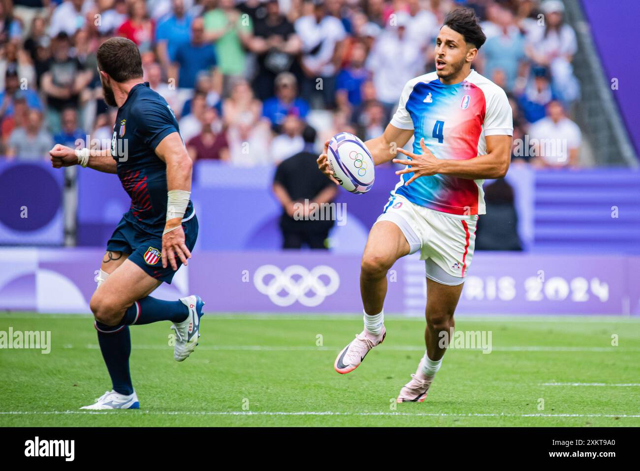 Saint Denis, France. 24th July, 2024. Theo Forner (France), Rugby ...