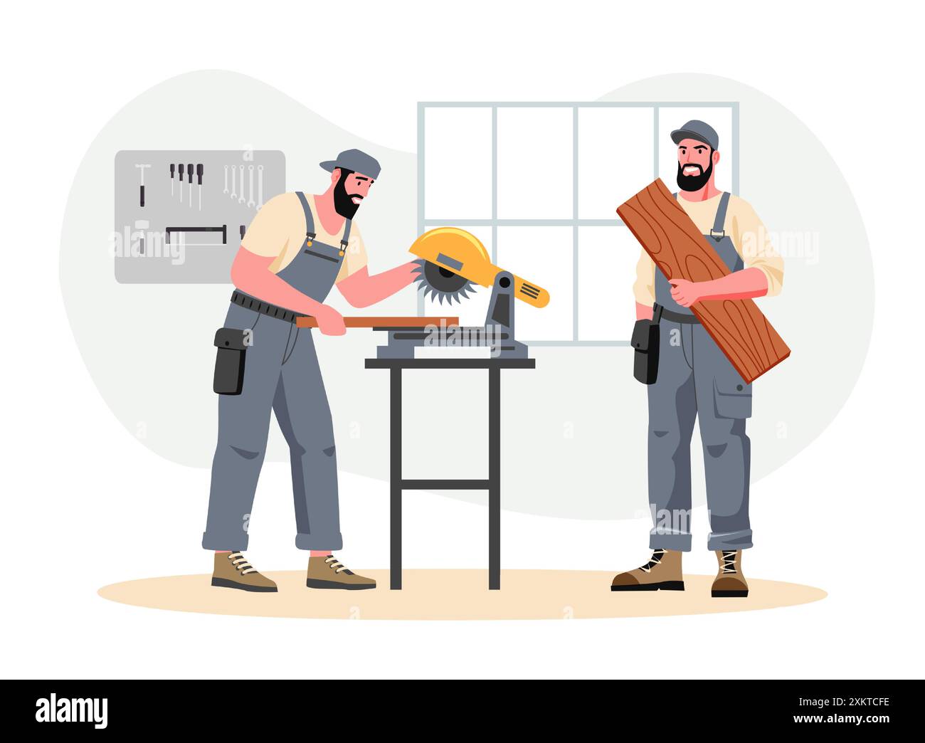 Female joiner carpentry wooden workshop Stock Vector Images - Alamy