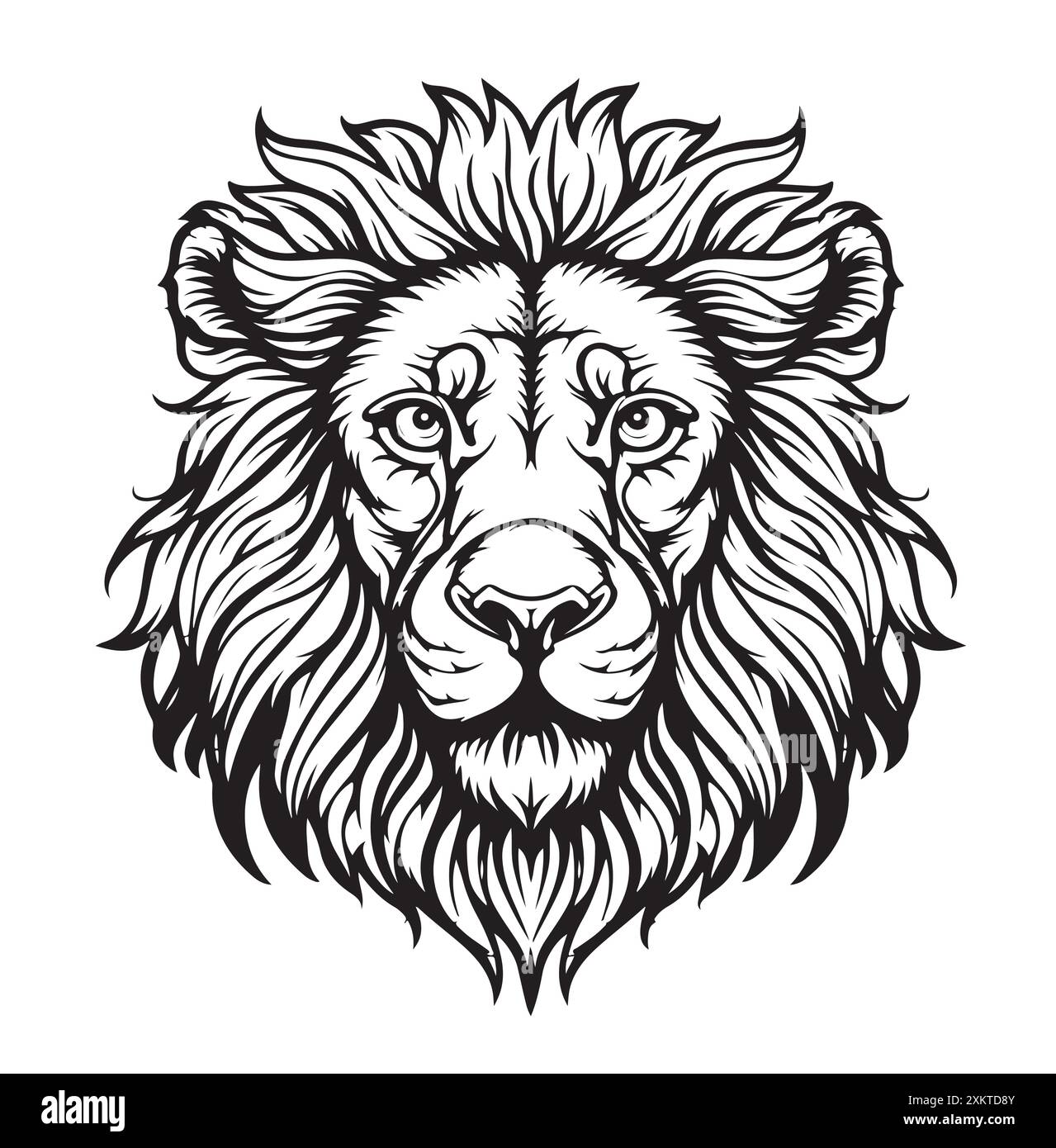 Hand drawn portrait of lion . Vector illustration isolated on white ...