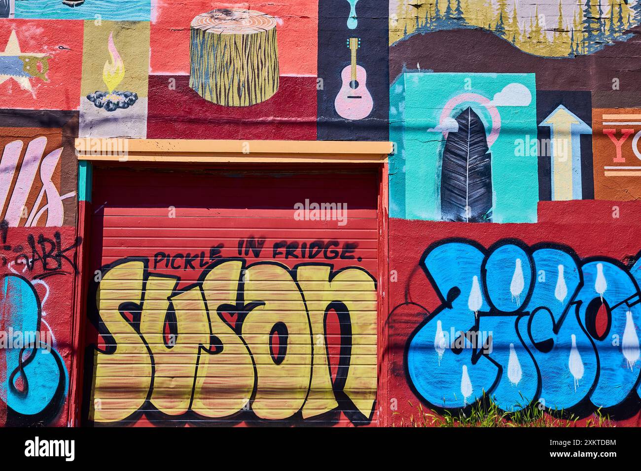 Vibrant Graffiti Wall with Yellow SUSAN and Guitar Art in Portland at ...