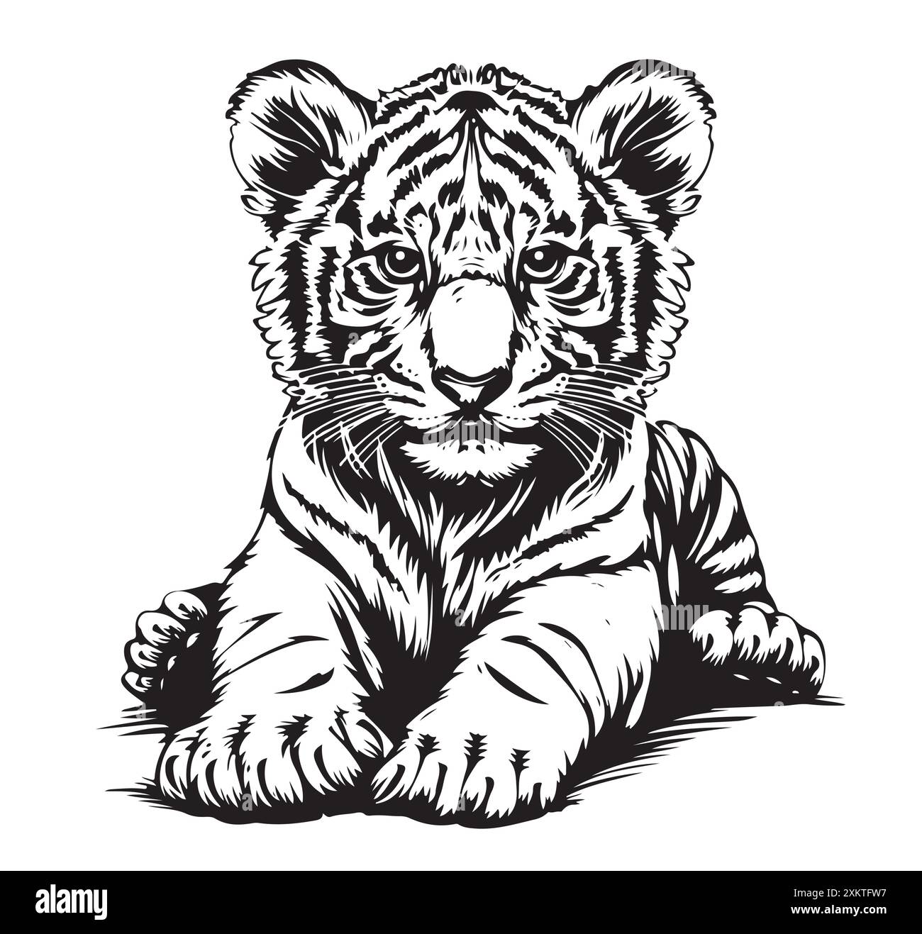 Tiger cub. Sketch Vector illustration Stock Vector Image & Art - Alamy