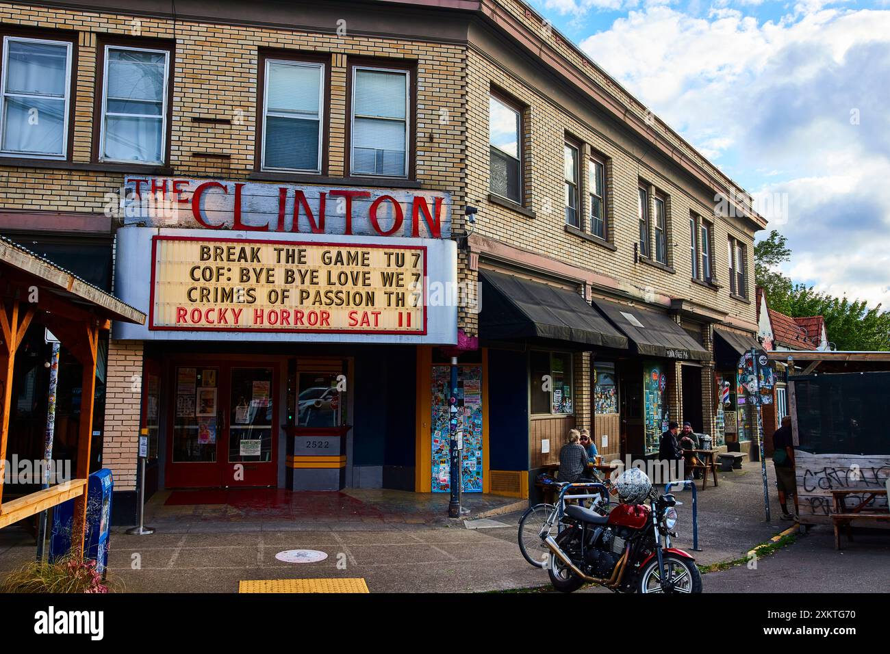 Vintage Cinema Street Scene in Daytime Urban Neighborhood Stock Photo ...