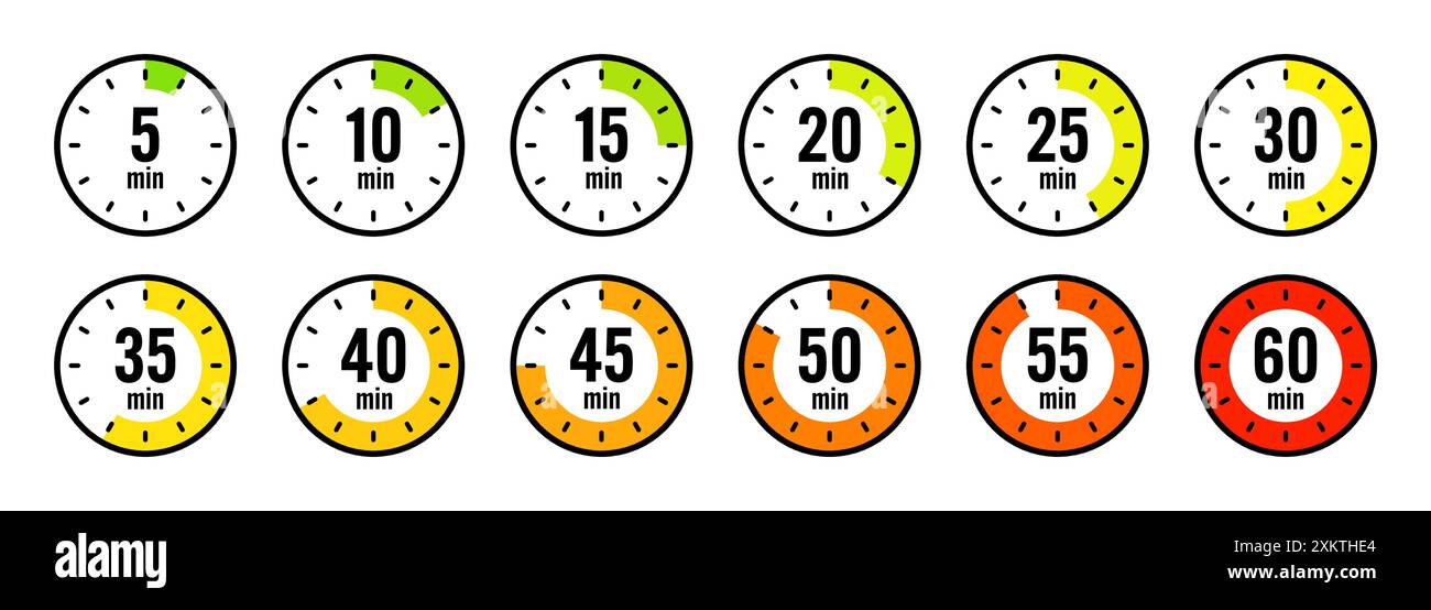 Stopwatch icons. Colorful simple chronometer, time counter with dial ...