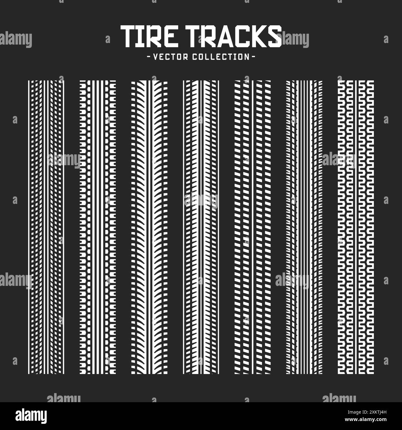 Tire tracks, wheel braking marks. Truck, car or motorcycle tread ...
