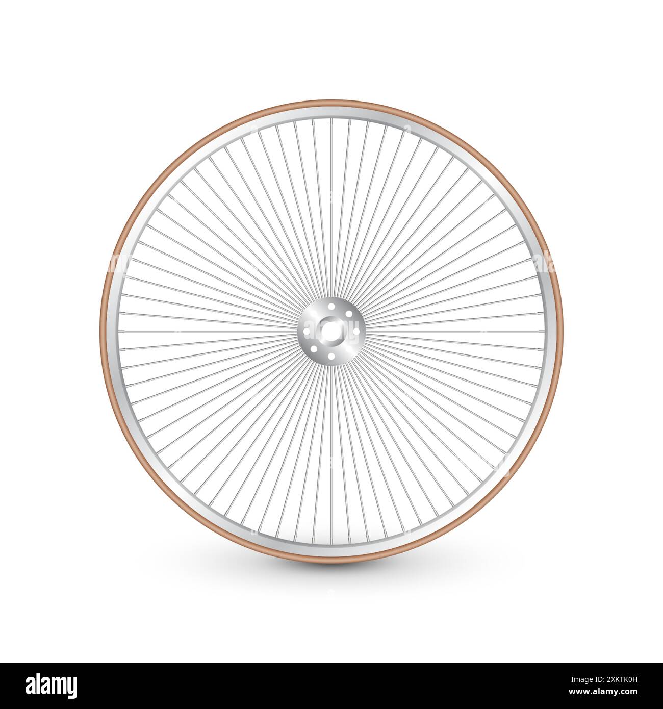Realistic 3d retro bicycle wheel. Bike rubber tire, shiny metal spokes ...