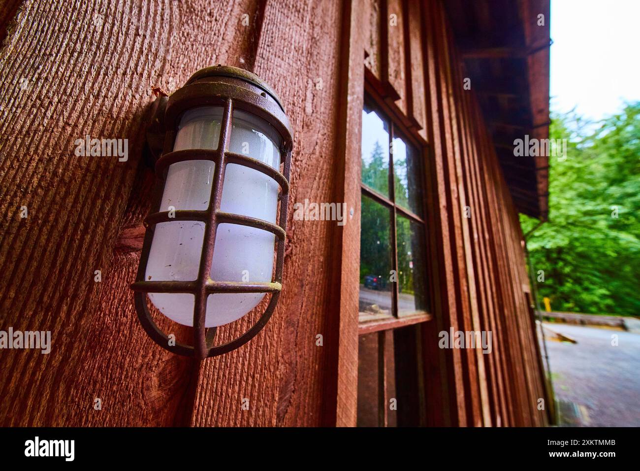 Rustic Lantern and Window in Woodland Cabin Textured Close-Up Stock ...