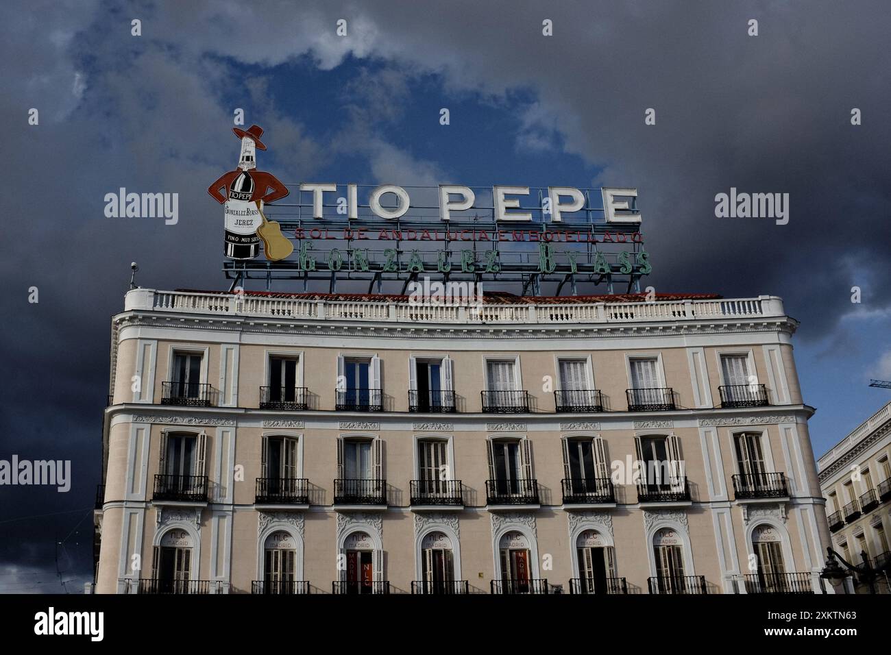 The Puerta del Sol, in Madrid, with the jerez Tio Pepe billboard in the ...