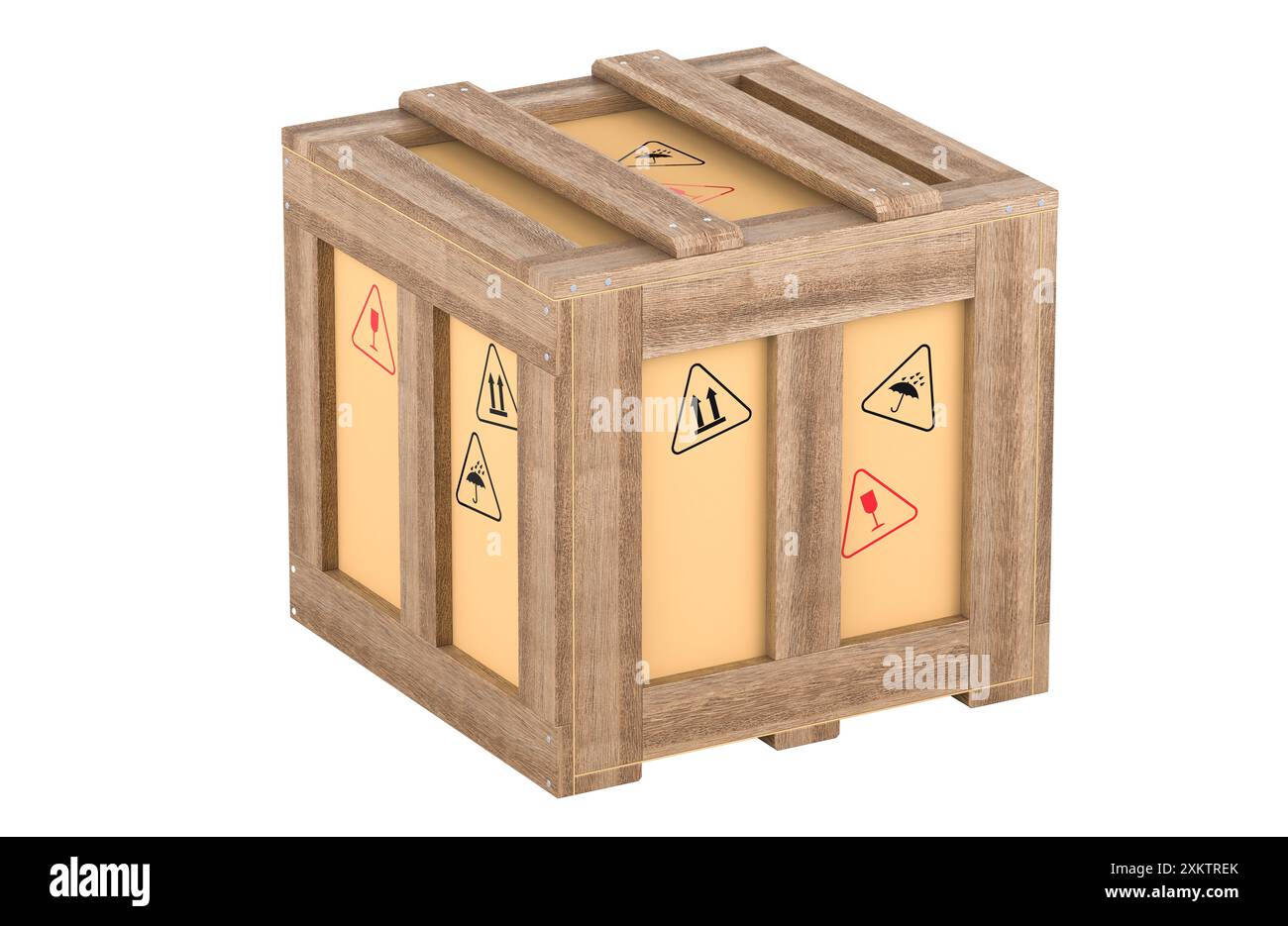 Wooden shipping crate, closed wood cargo crate, wooden box parcel. 3D ...
