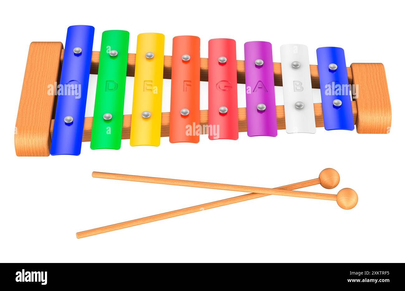Wooden Xylophone 8 Notes for Kids Toddler with Multicolored Metal Bars ...