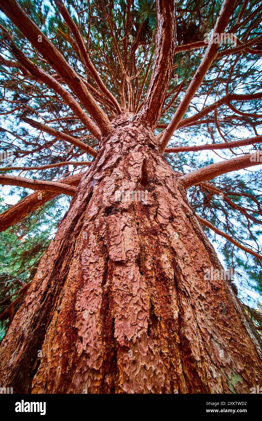 Majestic Pine Tree Canopy Upward Perspective in Smith Rock State Park ...