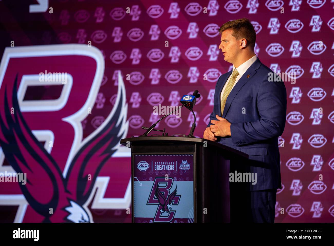 Charlotte, NC, USA. 24th July, 2024. Boston College offensive lineman ...