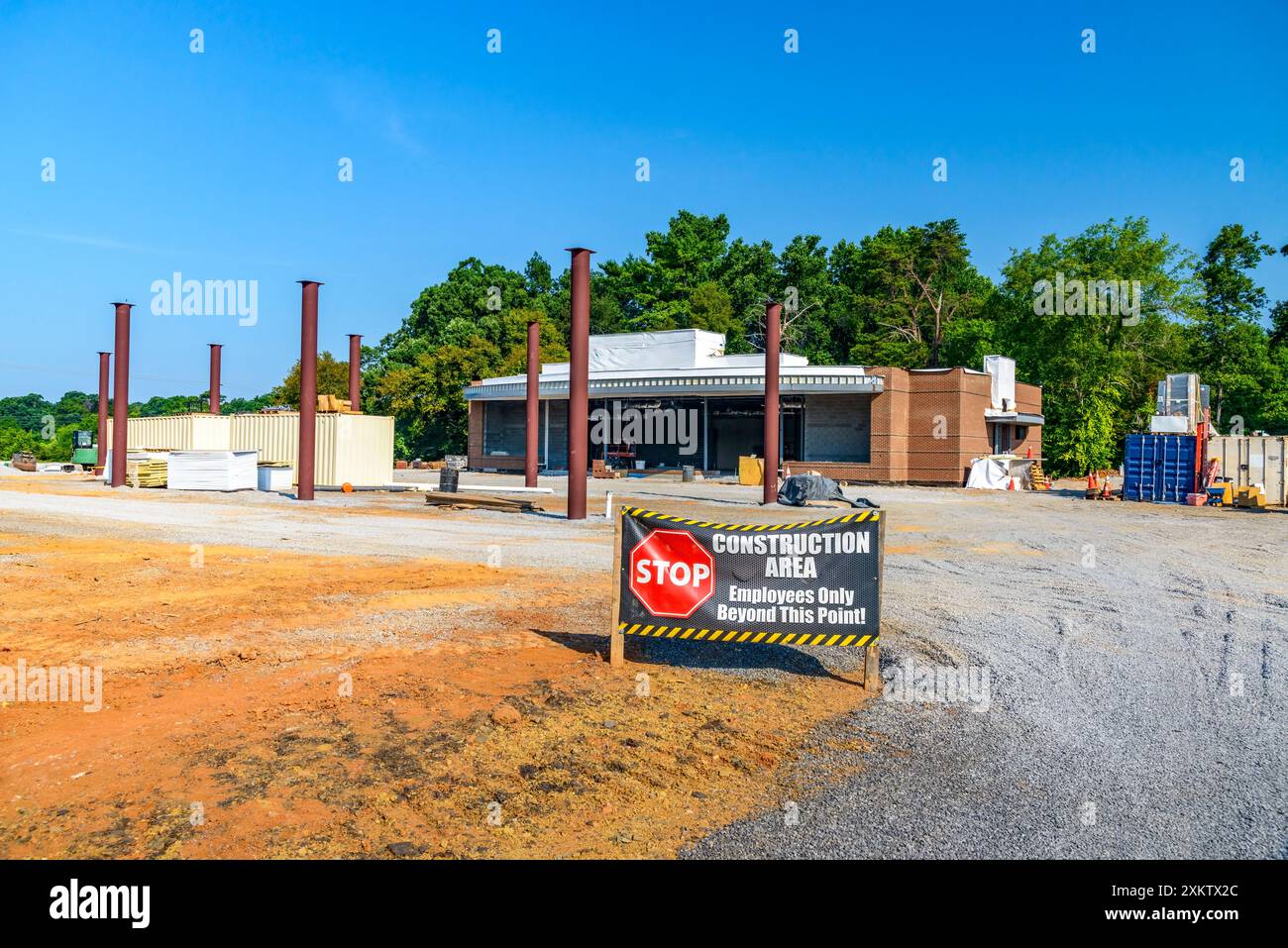 Horizontal shot of a modern convenience store construction site Stock ...