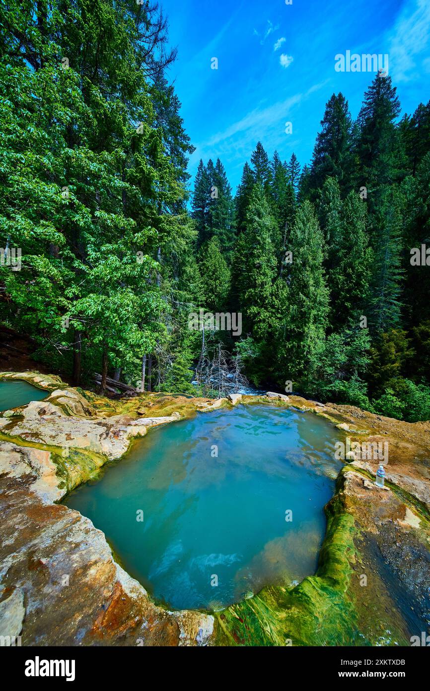 Turquoise Hot Springs in Forest with Eye-Level View Stock Photo - Alamy