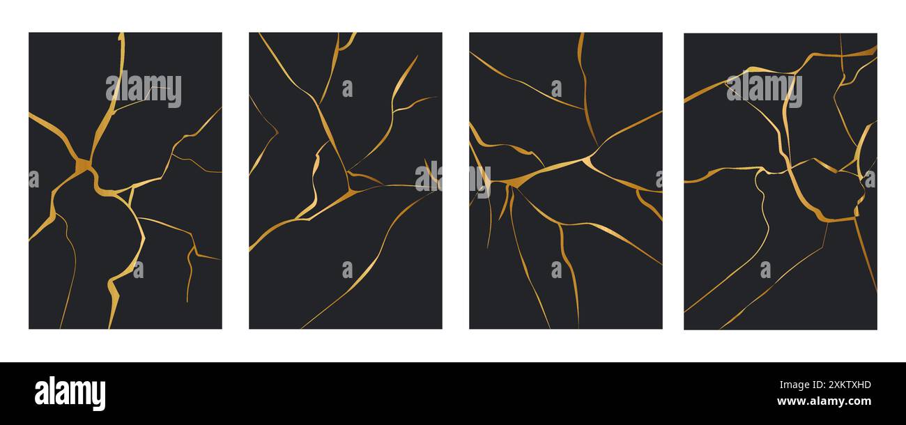 Kintsugi gold simple break lines, asian geaometric crackle. Surface ...