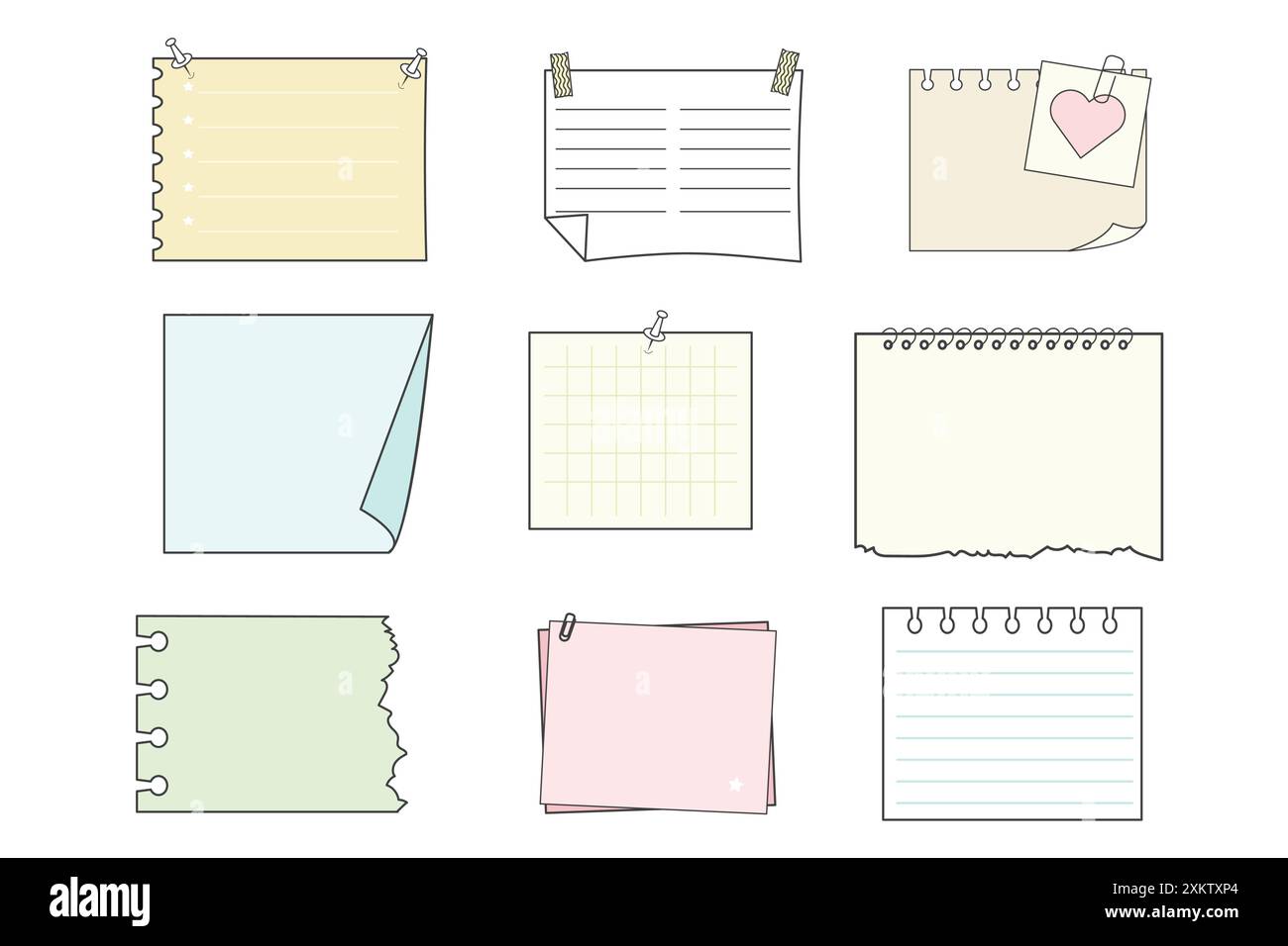 Memo sticky notes, sheet reminder, color office or school pages with ...
