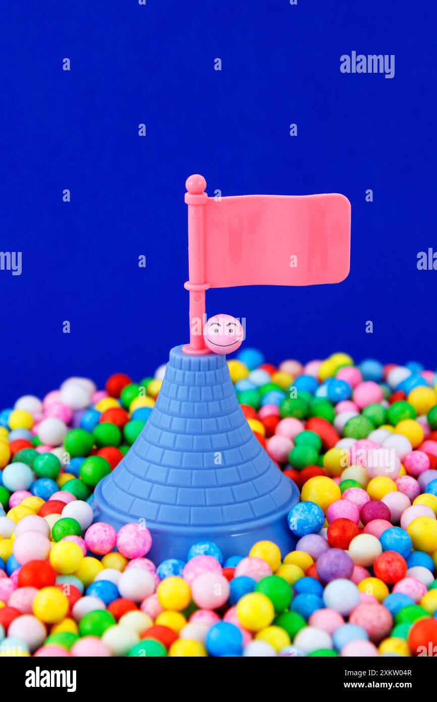 Leader happy to reach goal - vertical format Stock Photo - Alamy