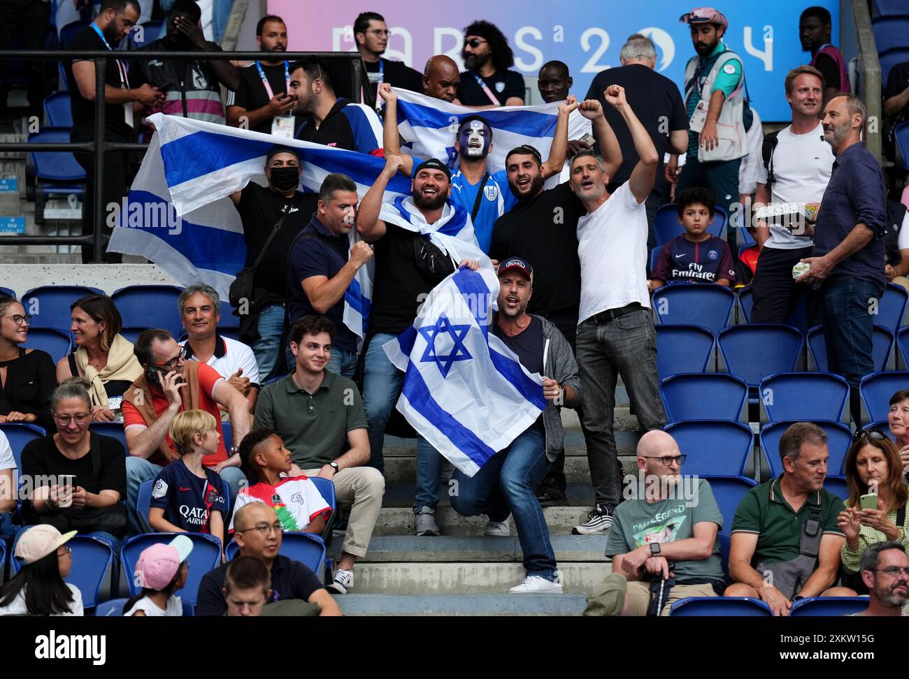 Israel fans in the stands before the men's group D match at Parc des ...