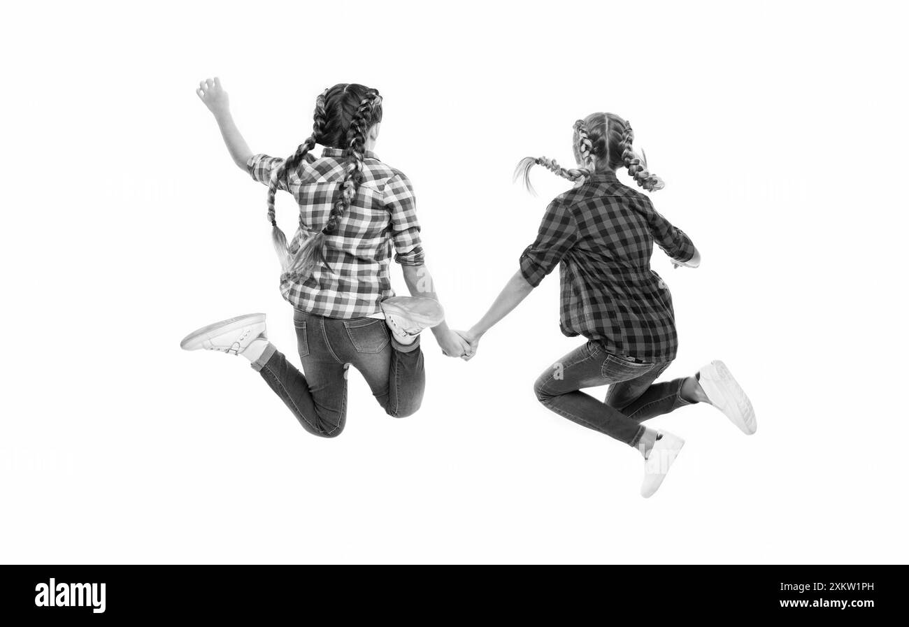 friendship of two children. happy girls sisterhood. children have fun ...