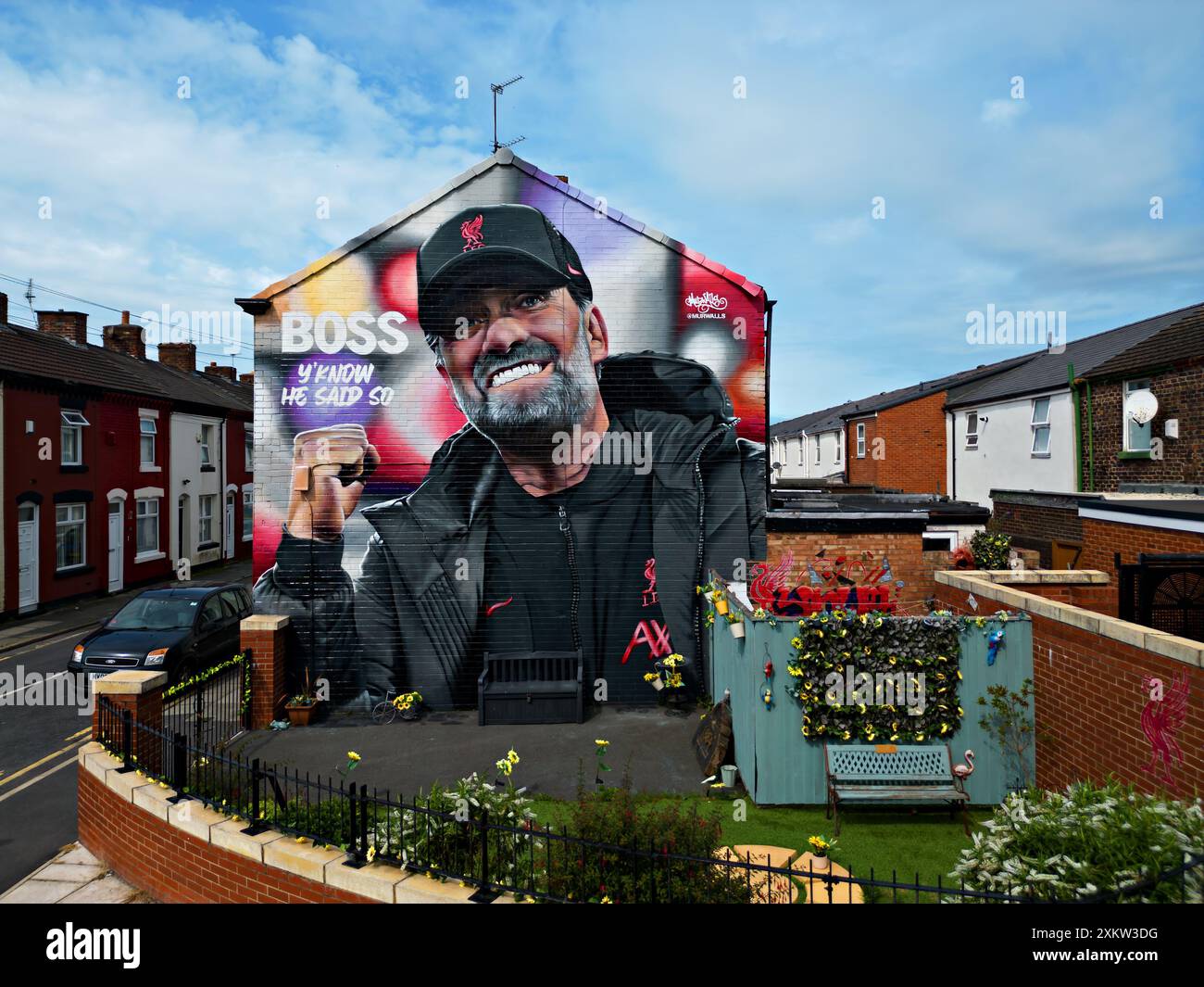 Aerial view of the Jurgen Klopp mural by Murwalls on the corner of ...