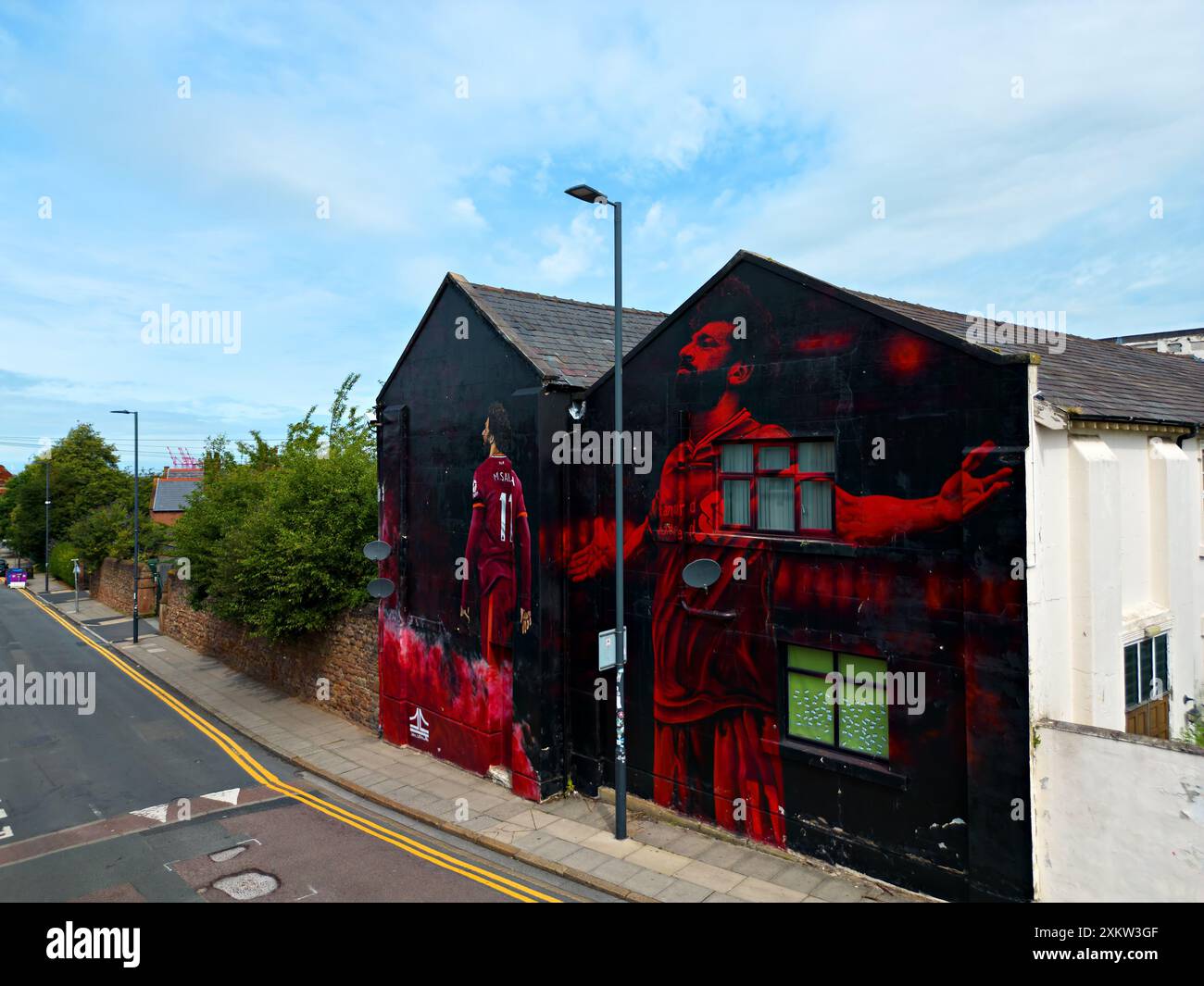 Aerial view of the Mo Salah mural by John Culshaw on Anfield Rd L4 ...
