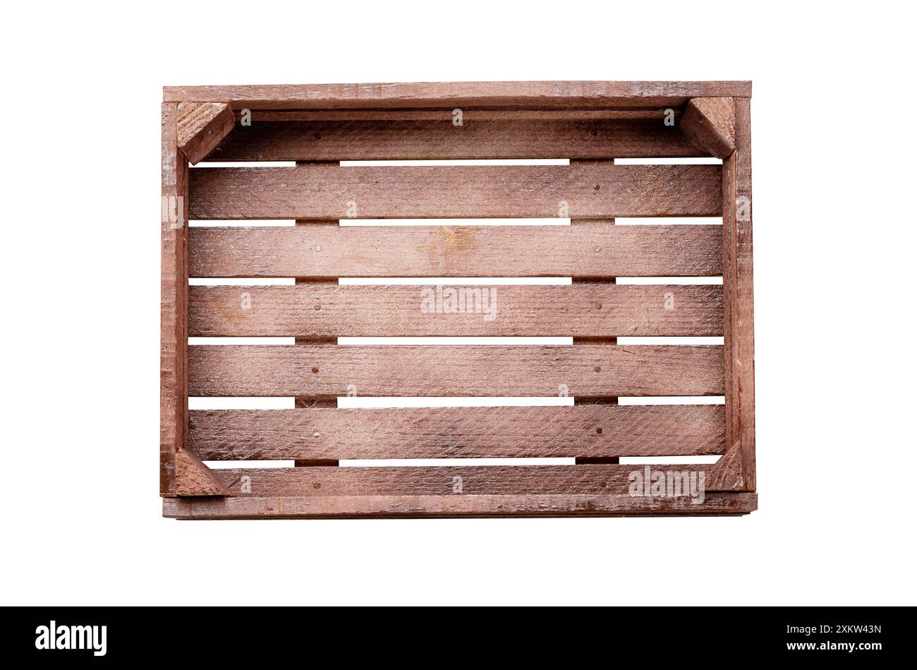 Empty wooden box. Flat lay. Mockup for your items. Isolated on white ...