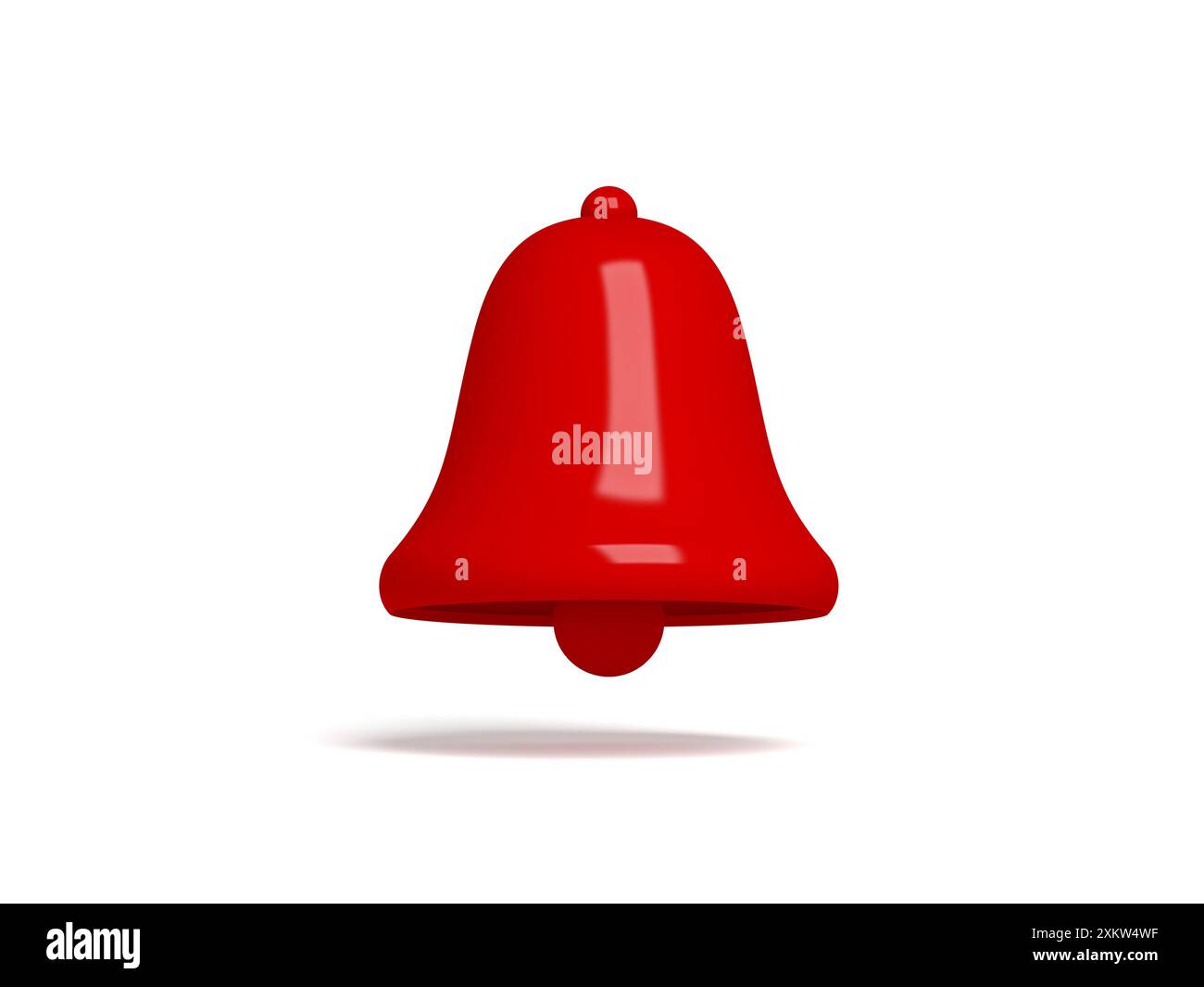 Red notification bell isolated on white background. 3d illustration ...