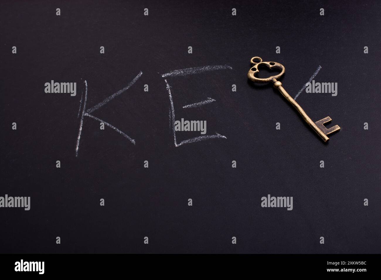 Retro styled golden color key forms the word key Stock Photo - Alamy