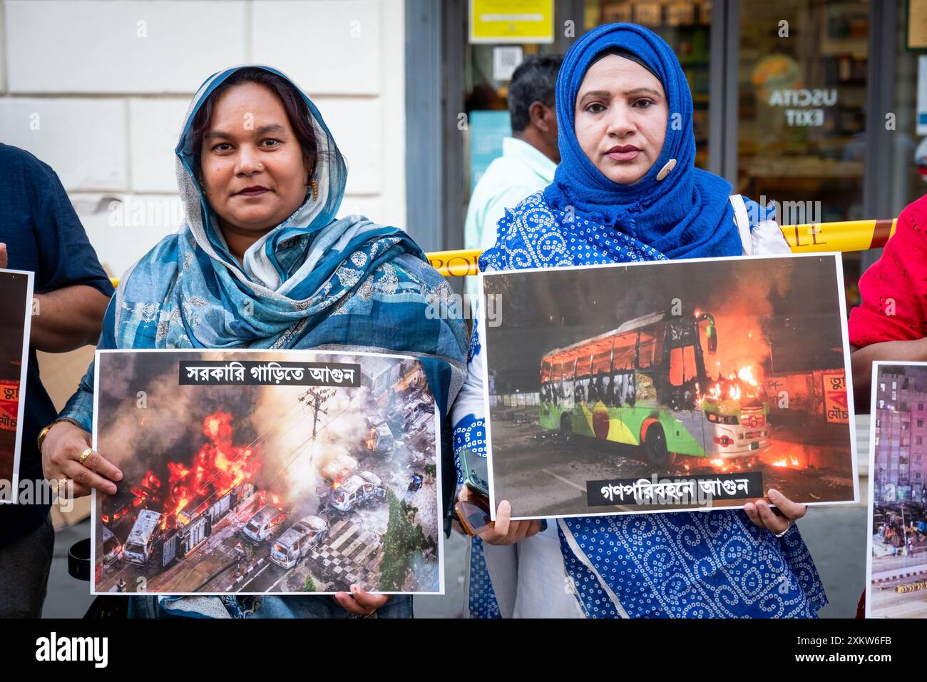 Rome, Italy. 24th July, 2024. Members of Muslim Bangladeshi community of Rome gather to support ...