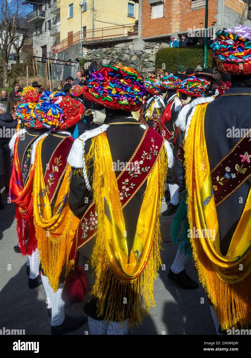 Balari in Bagolino streets during Carnival, wearing the traditional ...