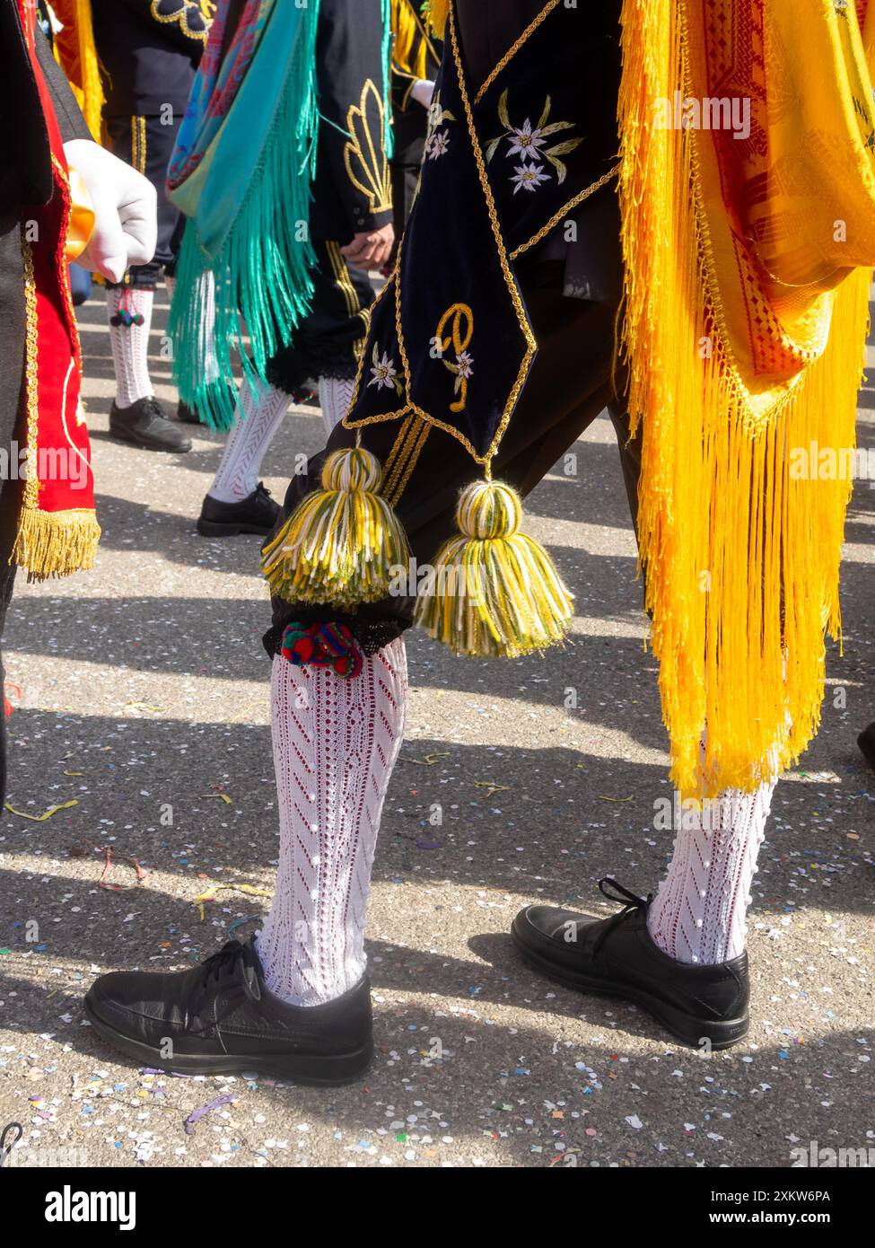 Detail of the Bagolino Carnival Balari costume, the white knitted ...