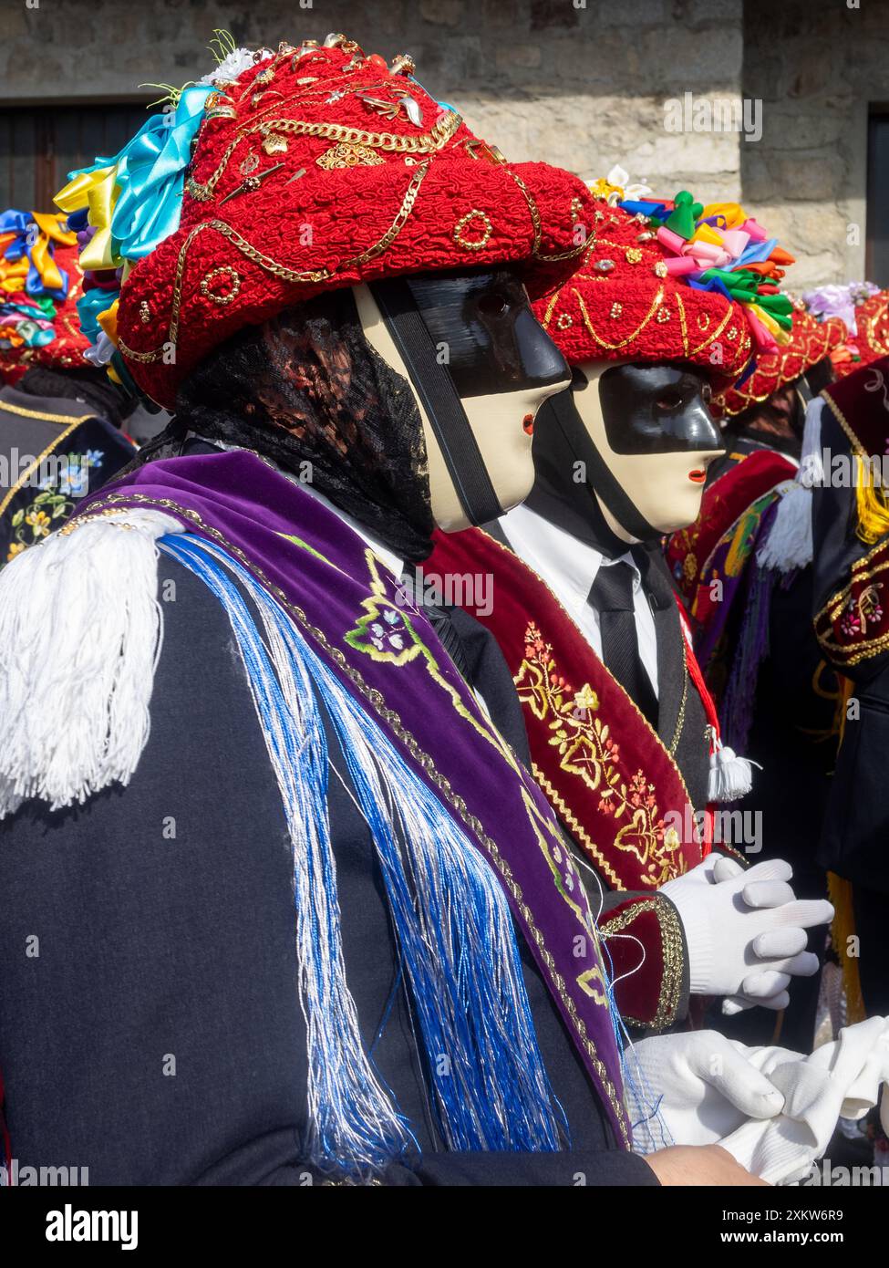 Bagolino Carnival Balari portrait, face covered by the expressionless ...
