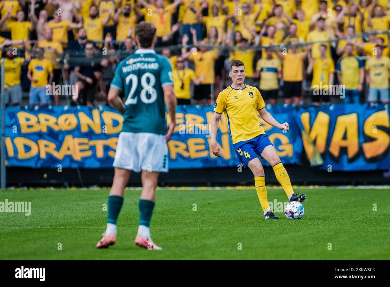 Viborg, Denmark. 21st, July 2024. Jacob Rasmussen (4) of Broendby IF ...