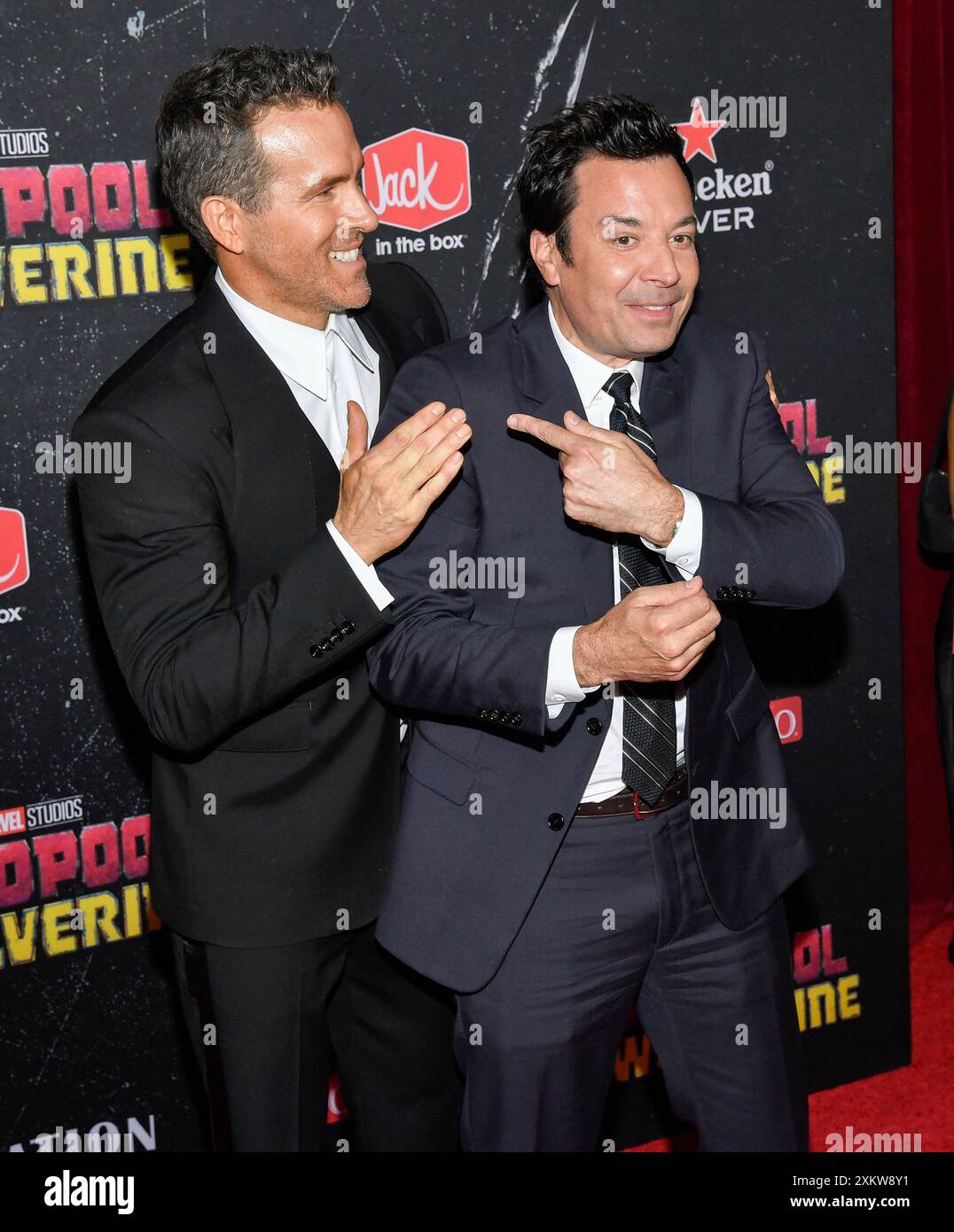 Ryan Reynolds, left, and Jimmy Fallon attend the world premiere of ...