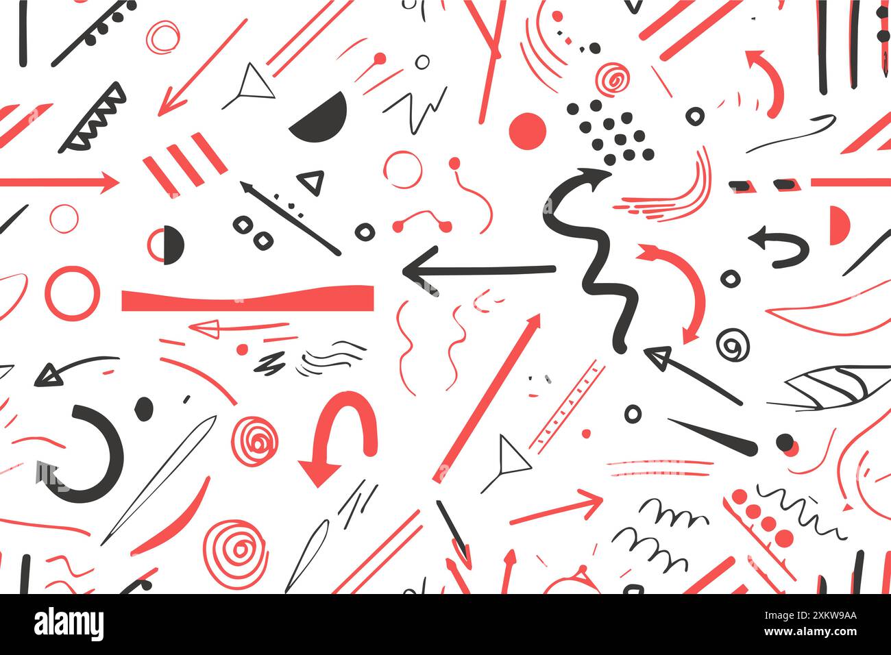 Hand drawn doodle ink thinking plan concept. Business seamless pattern ...