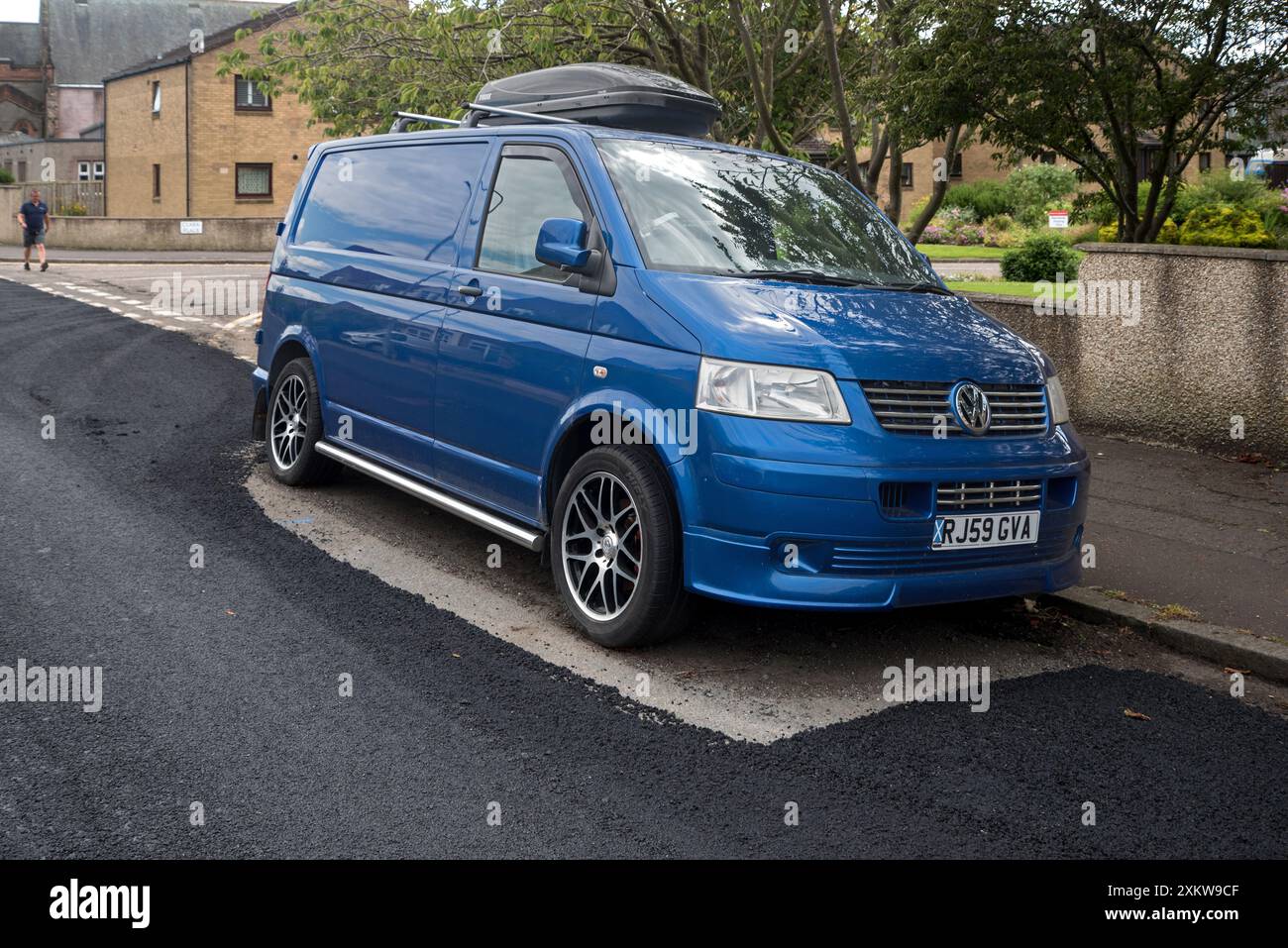 Vehicle got in the way of road resurfacing in Edinburgh, Scotland, UK ...