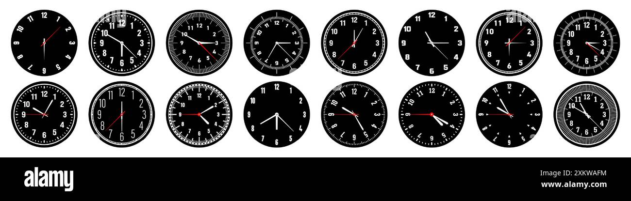 Mechanical clock faces with hands, bezel. Watch dial with minute, hour ...