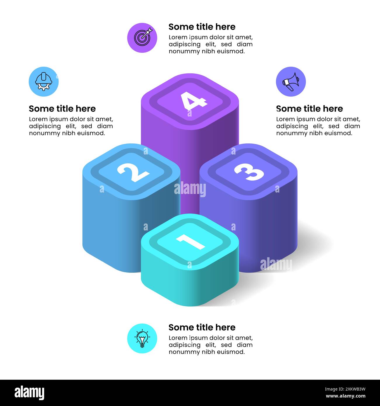Infographic template with icons and 4 options or steps. Isometric columns. Can be used for ...