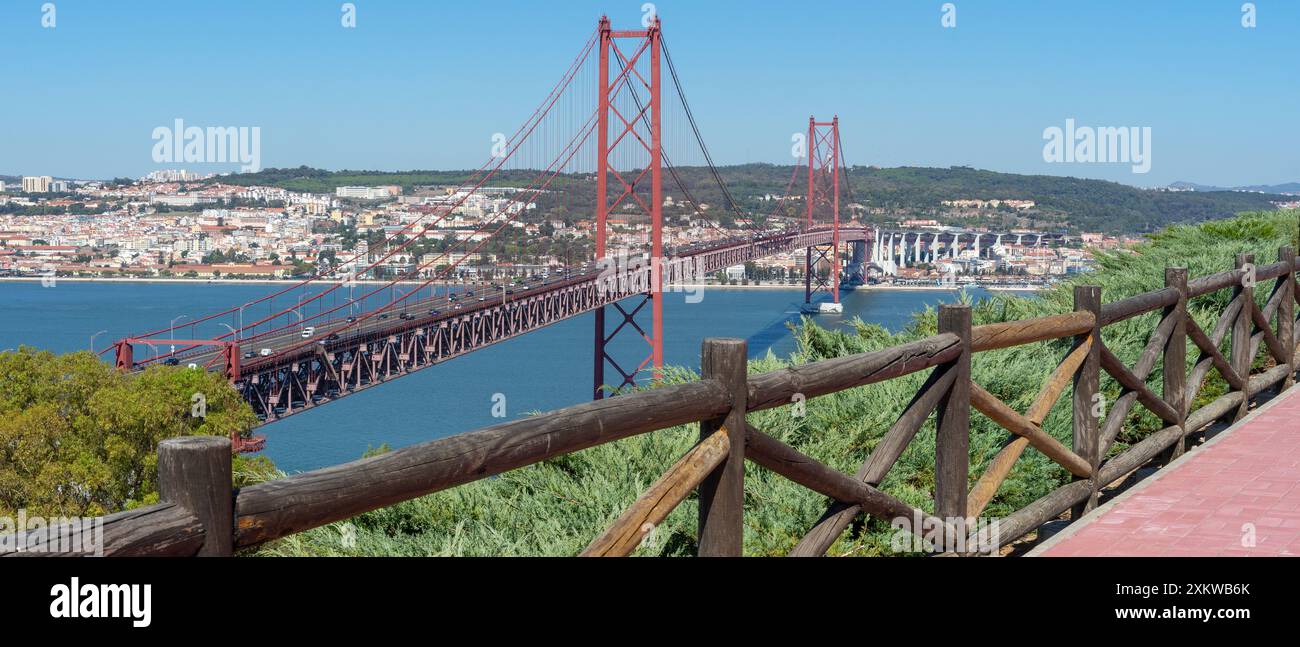 View of the 25 de Abril bridge in the south-north direction, Almada ...