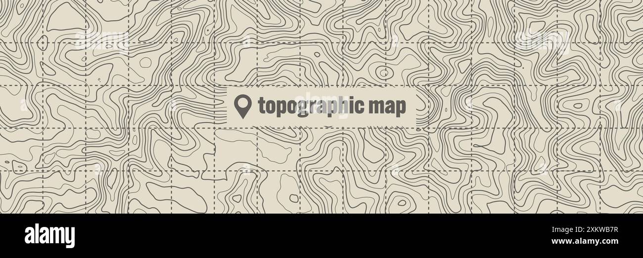 Topographic map with contour lines. Geographic terrain grid, relief height elevation. Ground ...