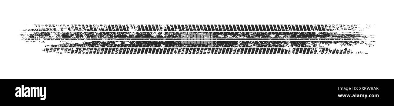Grunge tire track, wheel braking marks. Truck, car or motorcycle tread ...