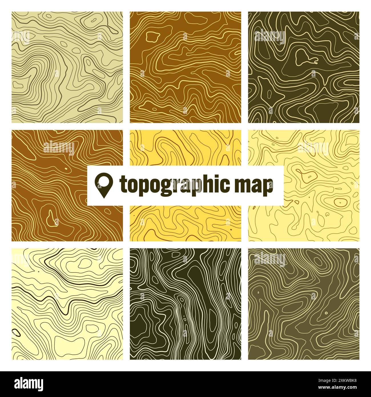 Colorful topographic map with contour lines. Geographic terrain grid ...